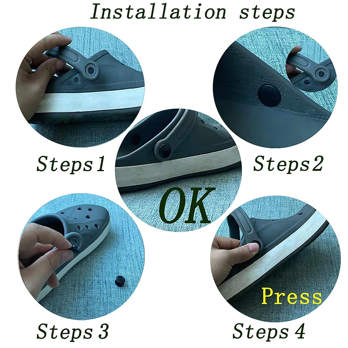 6 Sets Replacement Rivets Button Strap Compatible for Clog Shoe Strap 16mm Size Rivets Repair (Black)