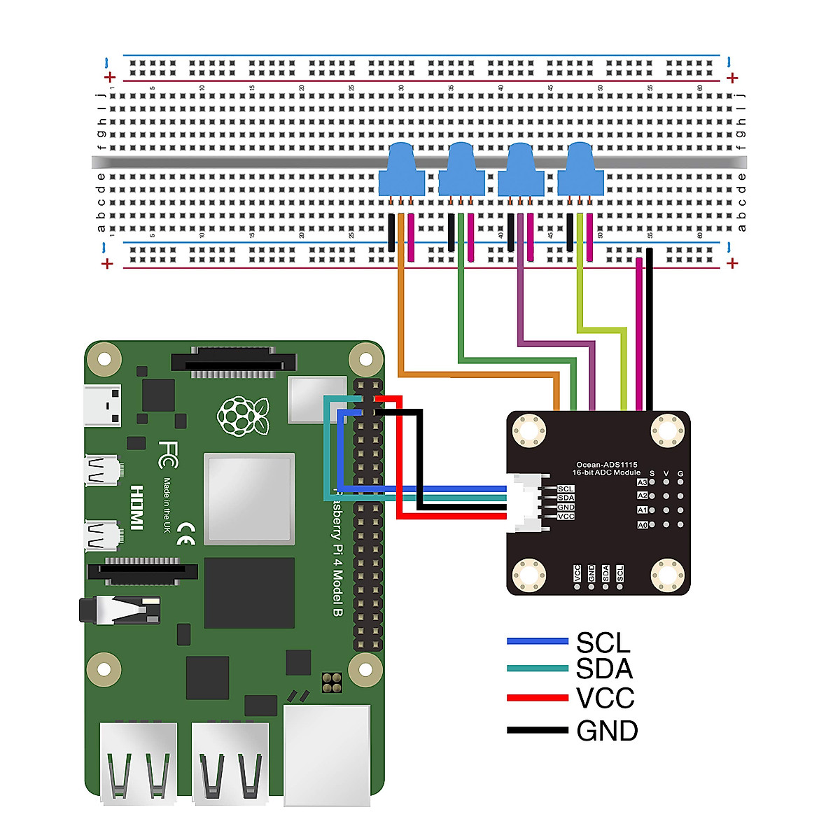 CQRobot Ocean: ADS1115 16-Bit Sensor Analog Signal and Digital Signal Acquisition or Conversion ADC Module. 3.3V to 5V, I2C Interface, Compatible with Arduino, Raspberry Pi and Other Motherboards.