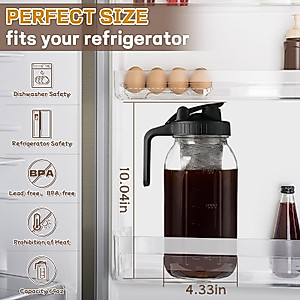 DWTS DANWEITESI Cold Brew Coffee Maker 64 oz,2-Quart Wide Mouth Cold Brew Maker with Stainless Steel Cold Brew Filter-Mason Jar Pitcher with Lid and Spout for Coffee,Iced Coffee Accessories(Black)