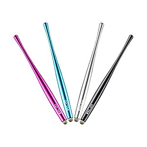 ELZO Capacitive Stylus Pens Premium Metal Slim Combo 4 Pcs Tips for All Touch Screens iPad & Android Tablets DELL/Samsung/HP/Asus/Surface/Samsung/iPhone/LG (Black, Silver, Light Blue & Rose Red)