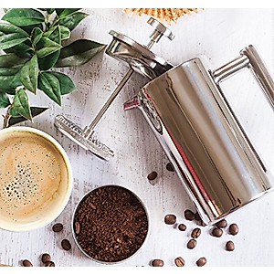 MIRA 12 oz Stainless Steel French Press Coffee Maker | Double Walled Insulated Coffee & Tea Brewer Pot & Maker | Keeps Brewed Coffee or Tea Hot | 350 ml