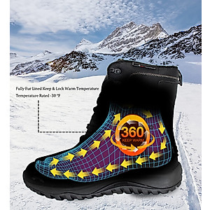 ROCKMARK Men's Winter Snow Boots Outdoor Warm Mid Calf Waterproof Durable Boot Non-Slip Warm Climbing Shoes (9.5, Red)