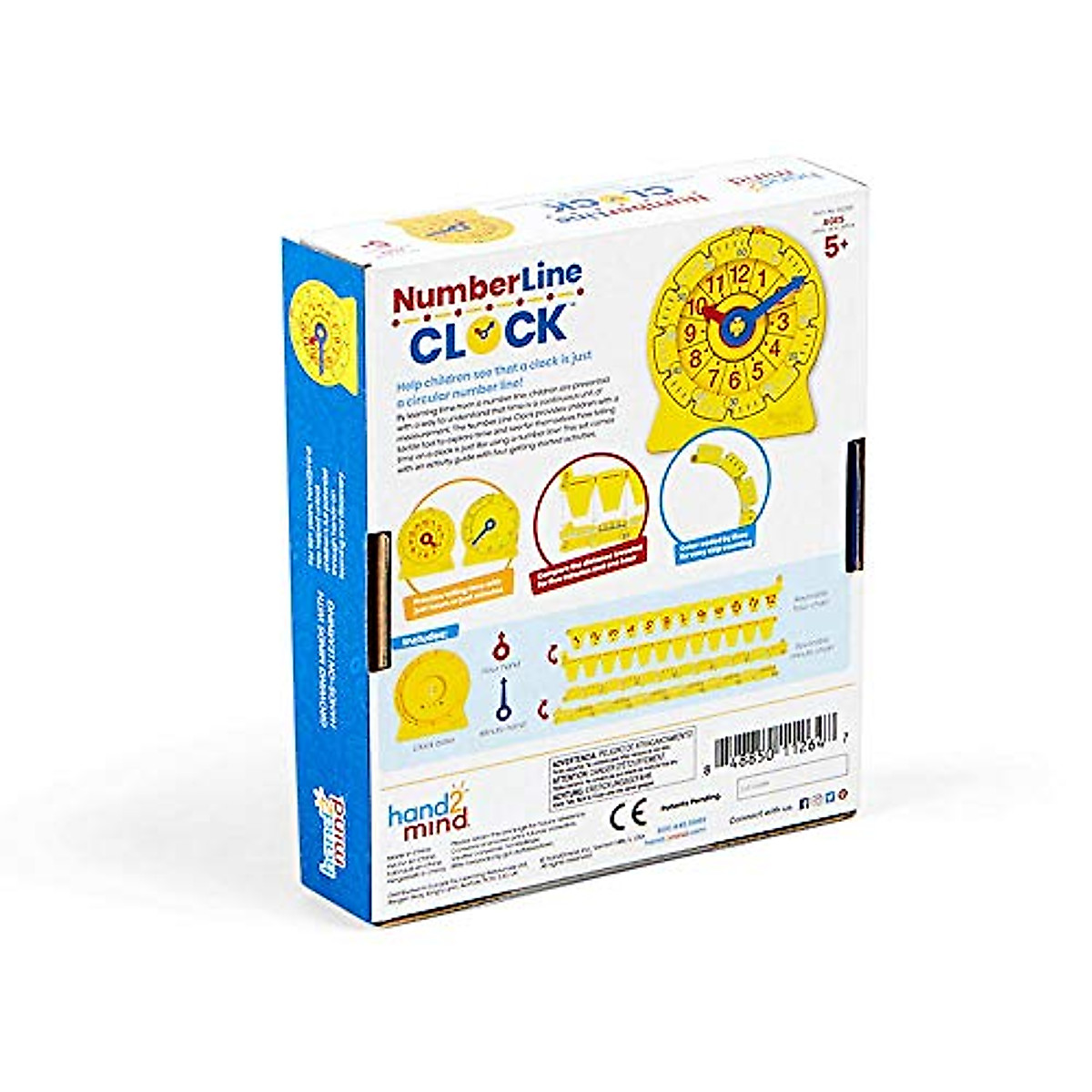 hand2mind - 92286 Number Line Clock for Kids Ages 5-10, Turn A Number Line Into A Clock, Hands-on Way to Go from Counting Numbers to Telling Time, Learning to Tell Time Clock, Homeschool Supplies (Set of 1)
