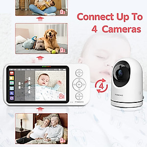 Itomoro Baby Monitor with 2 Cameras, 5" HD Split-Screen Video Baby Monitor Camera with Remote PTZ, 110° Wide Angle Lens, 2-Way Talk, 4X Zoom, Night Vision, 1000ft Range, 22h Battery Life, Lullabies