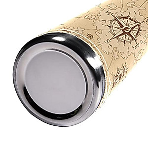 sdfsdfsd 17 oz Vacuum Insulated Stainless Steel Water Bottle Sports Coffee Travel Mug Flask Genuine Leather Wrapped BPA Free, Vintage Map