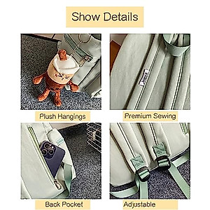 JHTPSLR Minimalist Aesthetic Backpack Solid Preppy Backpack Lightweight Backpack Casual Daypack Book Bags Backpack Supplies (Beige)