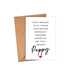 Poppy Birthday Card - Poem Birthday Card To Amazing Poppy - Birthday Card For Poppy - Poem Card - Gift For Him - Father's Day Gift - Poppy Card