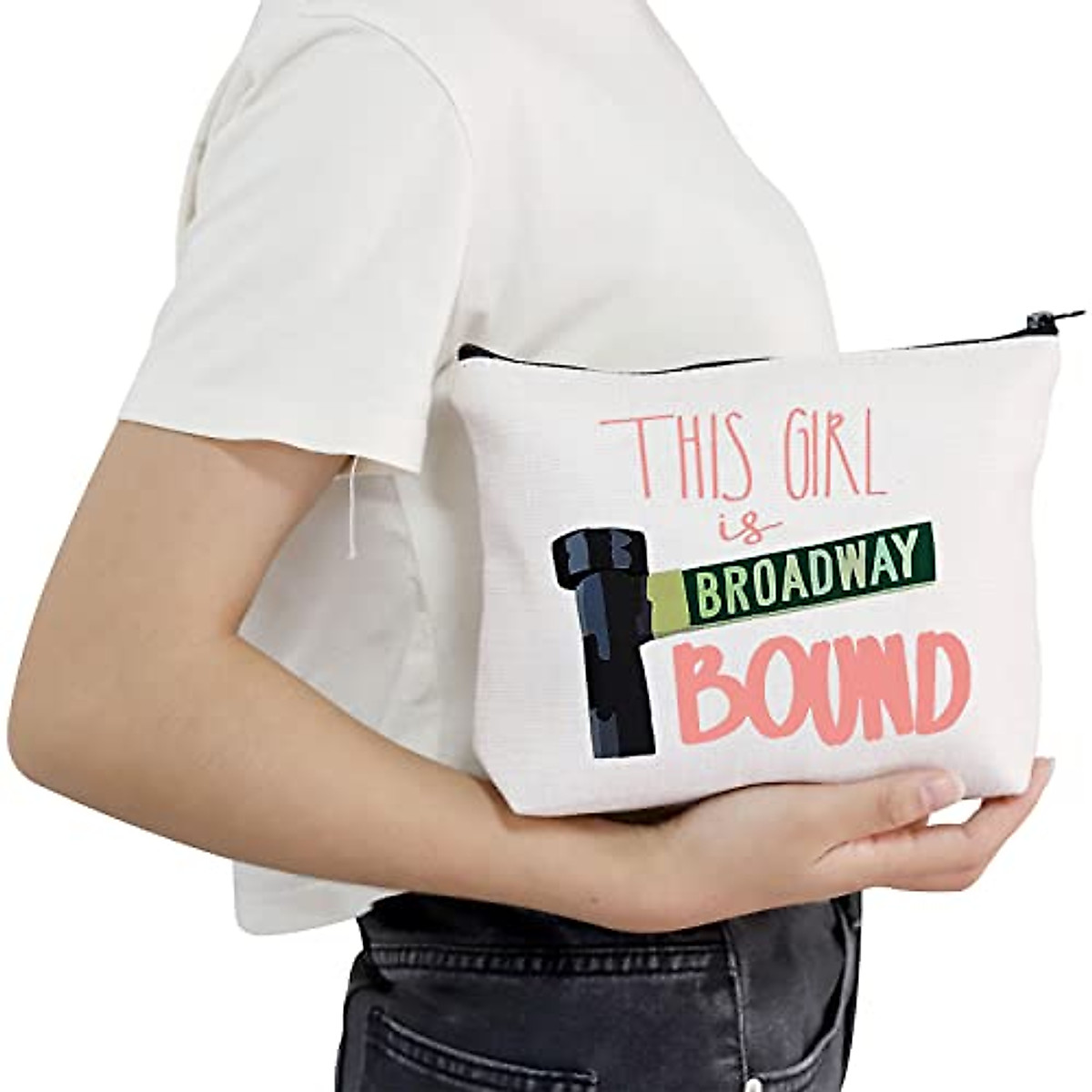 POFULL Musical Theatre Student Performer Gift Drama Gift for Daughter Broadway Gift This Girl is Broadway Bound Zipper Pouch Bag (This Girl is Broadway Bound bag)