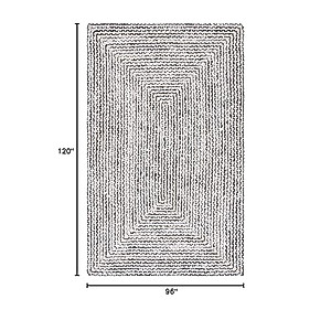 SAFAVIEH Braided Collection Area Rug - 8' x 10', Black & Navy, Handmade Farmhouse Cotton, Ideal for High Traffic Areas in Living Room, Bedroom (BRD260N)