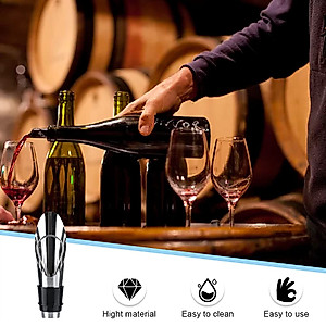 OHAOLYLE Wine Aerator Stainless Steel Wine Bottle Pourers and Stoppers 2-in-1 Steel Champagne Sealed Cap Stopper Wine Spout Pourer for Whiskey, Tequila, Other Liquor Wine Gift Set(2PCS)