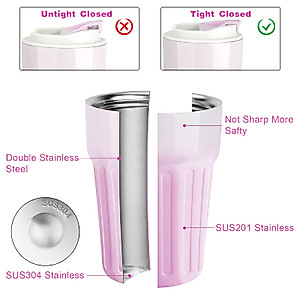 KETIEE Insulated Coffee Cup with Leakproof Lid,Reusable Coffee Cups Travel Cup,13 OZ Coffee Travel Mug,Double Walled Coffee Mug,Stainless Steel Coffee Mug for Hot Cold Drinks (Grad Pink)