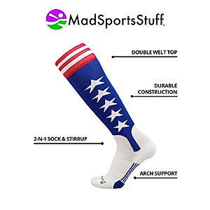 MadSportsStuff USA Flag Baseball Stirrup Socks (Royal/Red/White, Small)