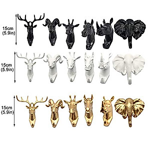 bouti1583 Single Elephant Head Wall Hanger, Coat Hat Hook Animal Shaped Decorative Gift Gold