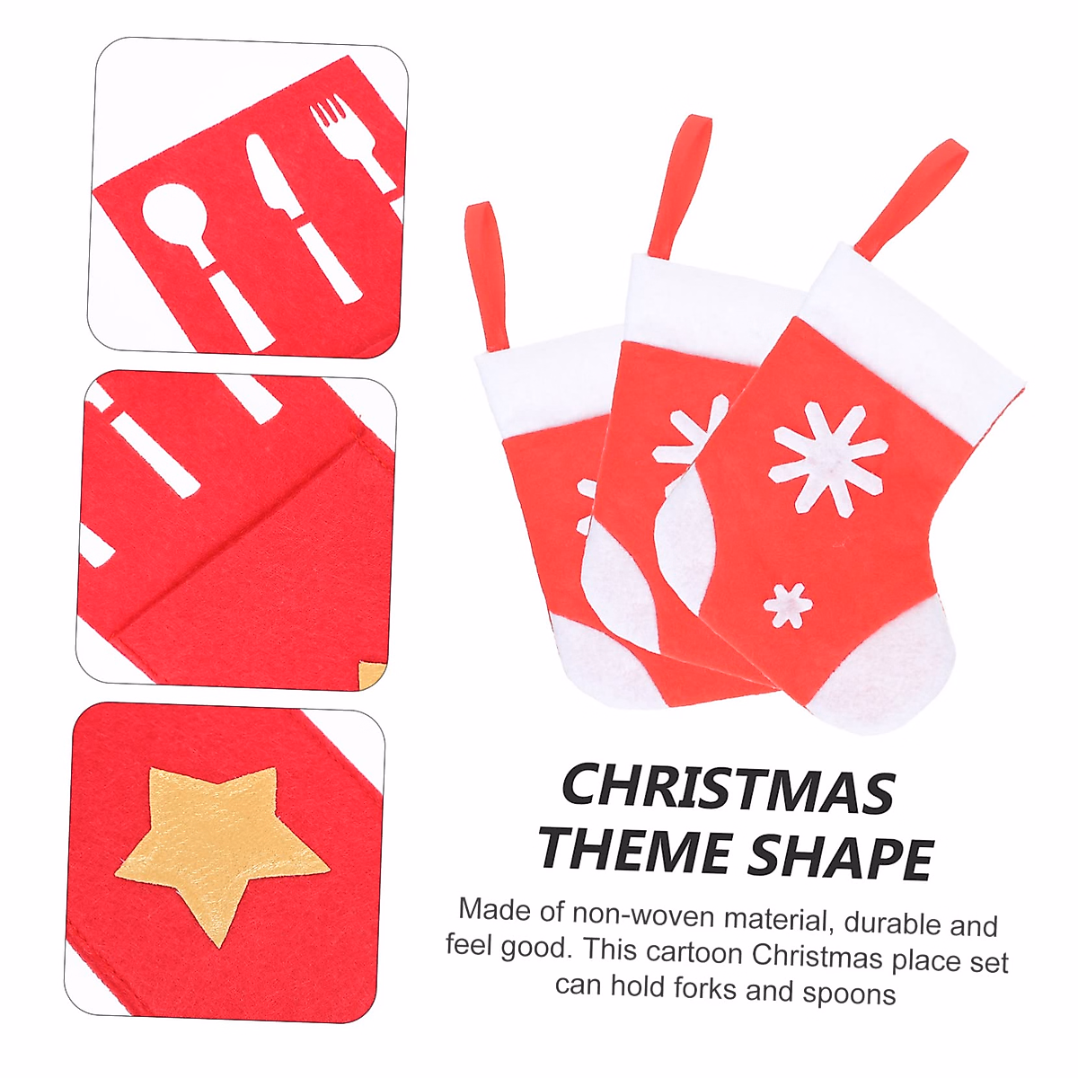 BESTOYARD 6pcs Cutlery Bag Cutlery Set Christmas Cutlery Bags Xmas Party Decoration Dinning Table Decor Red Table Decor Christmas Silverware Fork Spoon Holder Cutters Forks Covers Mini