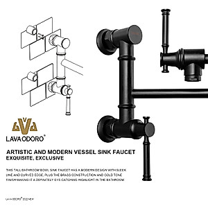 Lava Odoro Matte Black Pot Filler Faucet, Two Attachment Pot Filler, Contemporary Wall Mount Folding Kitchen Pot Filler with Swing Arm, PF312-MB