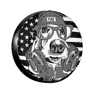 Rv Spare Tire Cover Hound Dog Spare Tire Covers for Trailers Wheel Cover with Waterproof and Dustproof Protection Fit for Rv SUV Truck Camper Travel Trailer Vehicle 15 Inch