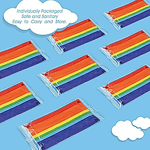 50PCS Disposable Face Mask Rainbow Colors 3-Layer Individually Wrapped Soft Elastic Earloop Nonwoven Fabrics (Random Rainbow Patterns & Colors)