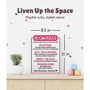 Funny Room Rules Sign - Cute Room Decor for Teen Girls Bedroom, Pink Preppy Room Decorations, Cute Teenage Door Sign & Fun Gifts for Birthday and Holidays (Room Rules)…