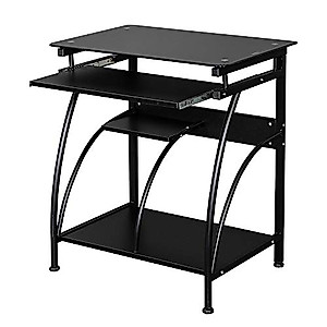 Glass Top Computer Workstation Computer Desk - Large Tempered Glass Computer Table for Home Office