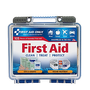 First Aid Only On-The-Go Emergency First Aid Kit for Home, Work, and Travel, 105 Pieces