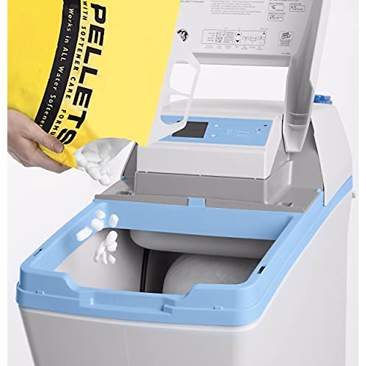 GE Smart Water Softener System with Leak Detect | 40,000 Grain | Reduce Hard Mineral Levels at Water Source | Wifi Connectivity | Improve Water Quality for Drinking, Laundry, Dishwashing | GXSHC40N