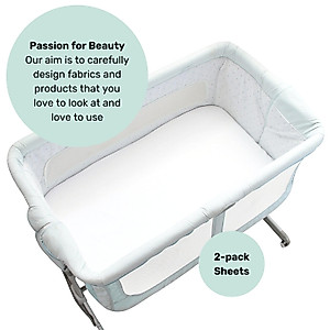 NAP Baby Bassinet Sheets for Baby Beside Sleeper | 100% Cotton | Super Soft Bassinet Sheet| for Baby Girl, Baby Boy or Neutral | 20x33 in |2-pack | White