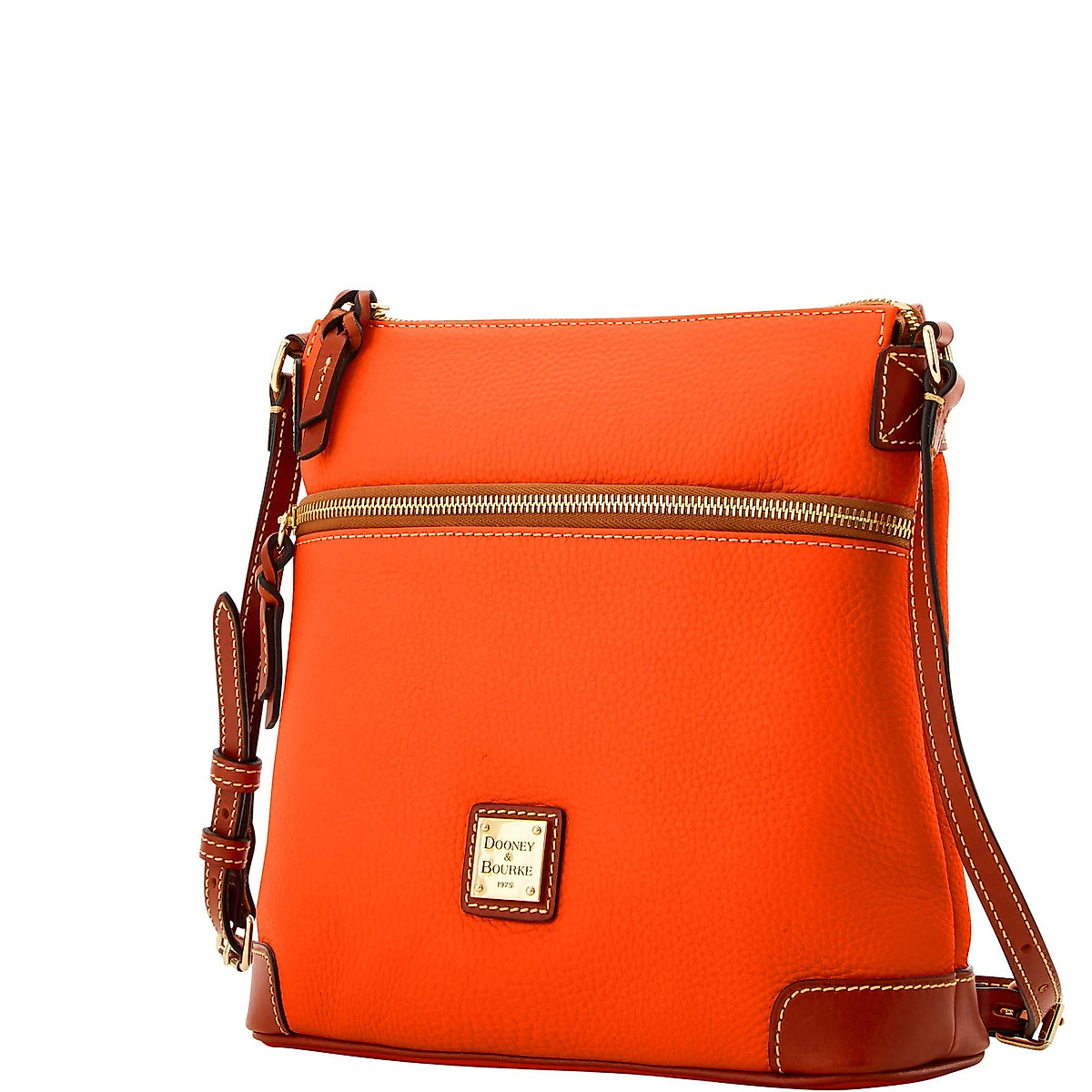 Dooney & Bourke Women's Crossbody in Pebble Grain Leather, Large Handbag with Adjustable Shoulder Strap, Clementine
