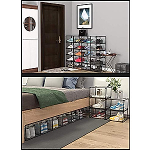 Sneaker Display Case Clear Shoe Box Stackable Shoe Storage Shoes Display Shelf Case with Drop Front Side-open Shoe Container Transparent Plastic Shoes Organizer Shoe Display Case Boxes Organizador de Zapatos (black8)
