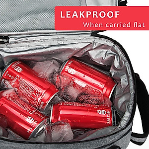 Expandable Insulated Lunch Bag, Leakproof Flat Lunch Cooler Tote with Shoulder Strap for Men and Women, Suitable for Work & Office by Tirrinia, Dark Grey