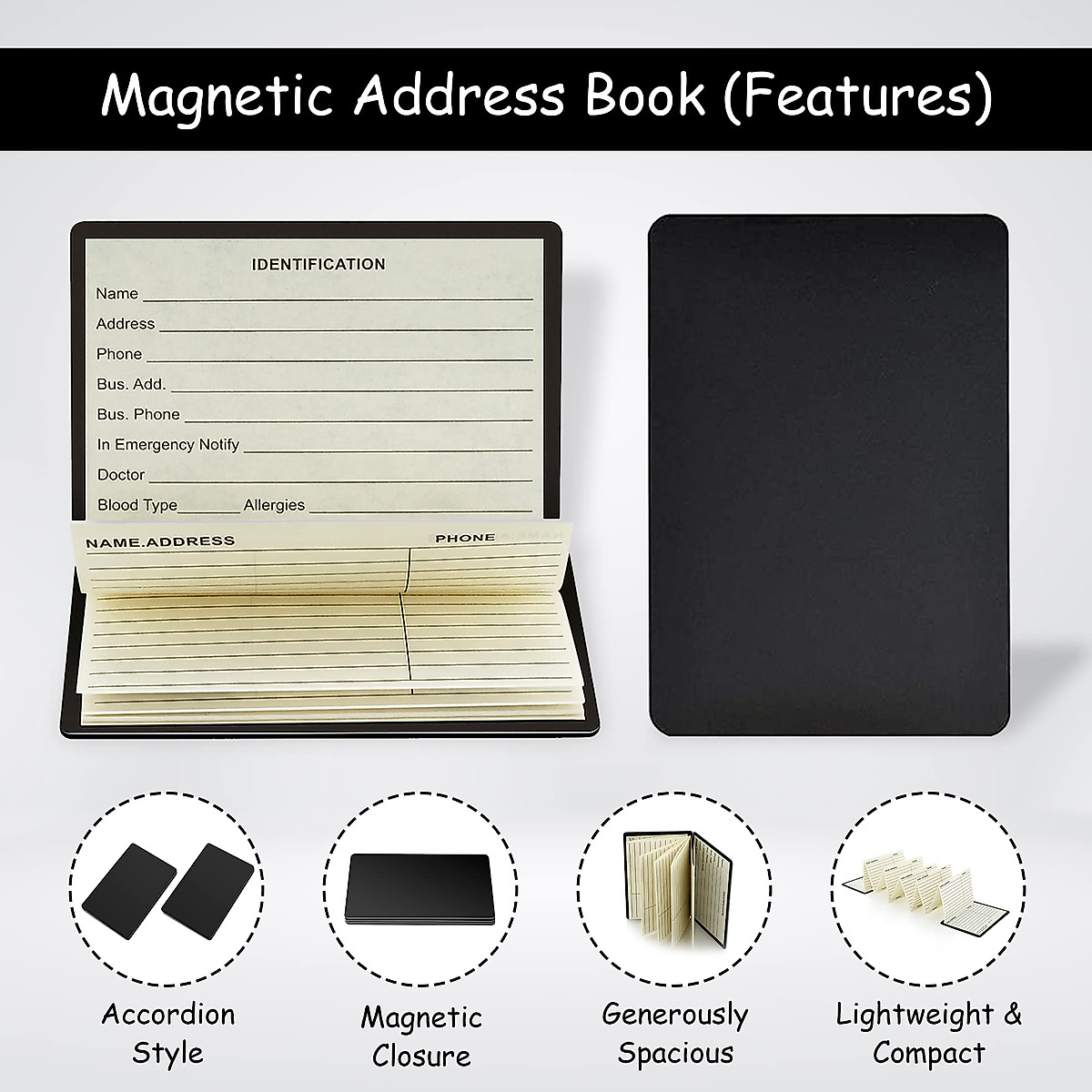 AppleTofu Magnetic Address Book - Tiny Address Book - Magnetic Phone Number Book - Pocket Address Book - Wallet Size Address Book, 21 Pages, 9 Lines - Keep Contact Info Handy All Time, Set of 2
