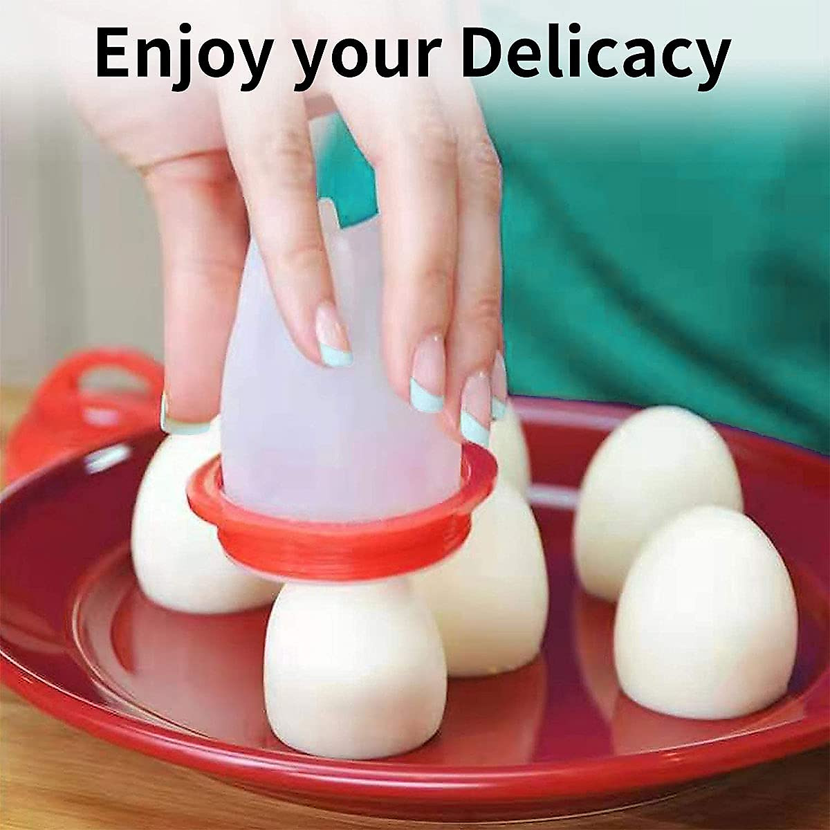 Silicone Egg Cooker, Hard Boiled Egg Maker 6 Pieces Silicone Egg Poachers, Boiled Egg Cooker without Shell, BPA Free Non-Stick Egg Poacher, Fast Poaching Egg Cooker for Hard Boiled Eggs