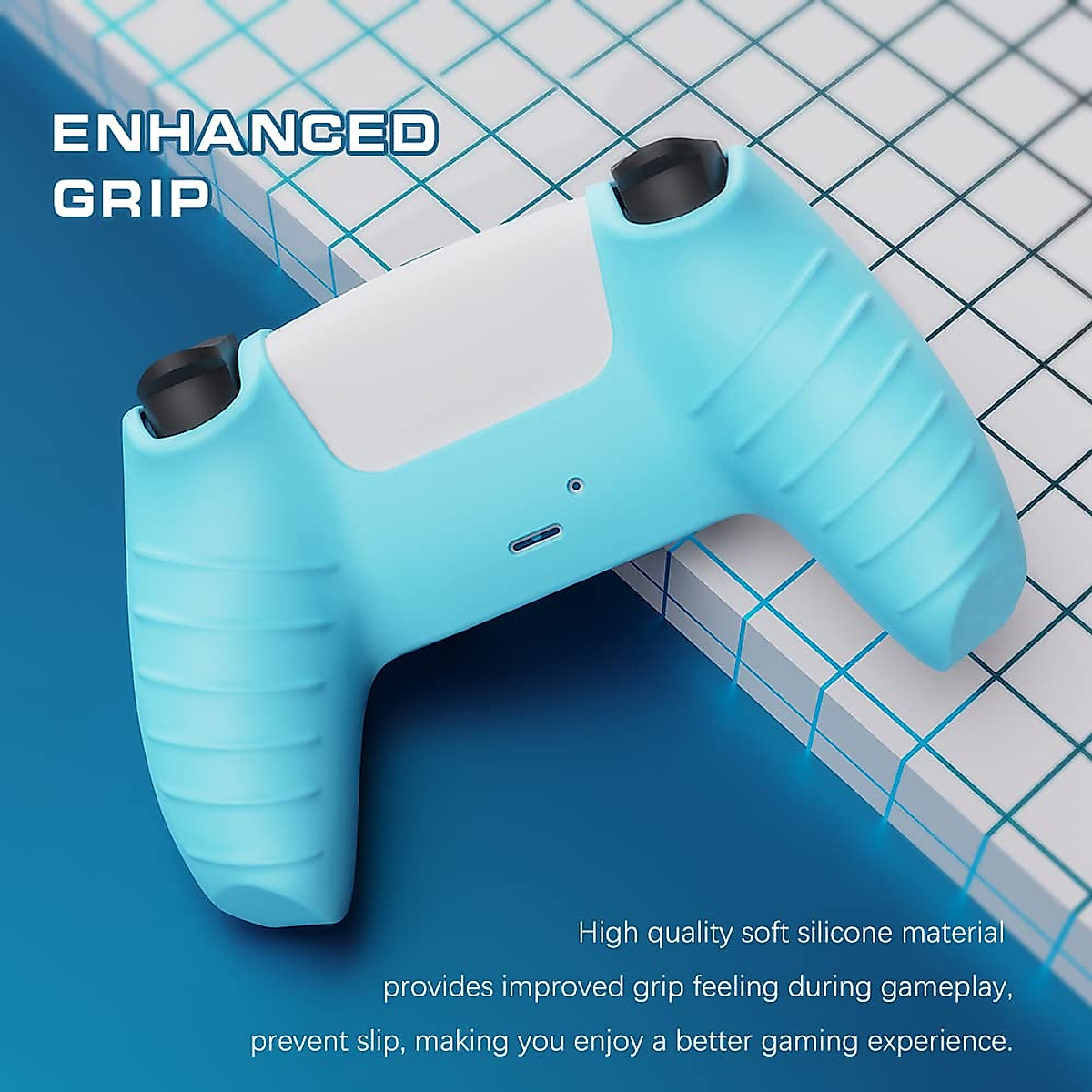 Pink PS5 Controller Skin, Peziang Ergonomic Anti-Slip Soft Ultra-Thin Silicone Protective Cover Gamepad Case for Play Station 5 DualSense Wireless Controller with 2 Cute Thumb Grip Caps