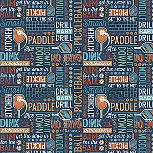Generic P&B Textiles Pickleball Champ PNBPCHA 5266-DB Dark Blue 4-Way Text Fabric