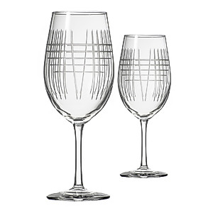 Rolf Glass - Matchstick All Purpose Wine Glass 18 Ounce - Set of 2 - Lead-Free Glass - Engraved Large Wine Glasses - Made in the US