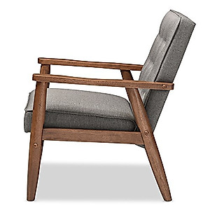 Baxton Studio BBT8013-Grey Chair armchairs, Grey, 27.11 x 29.45 x 32.96