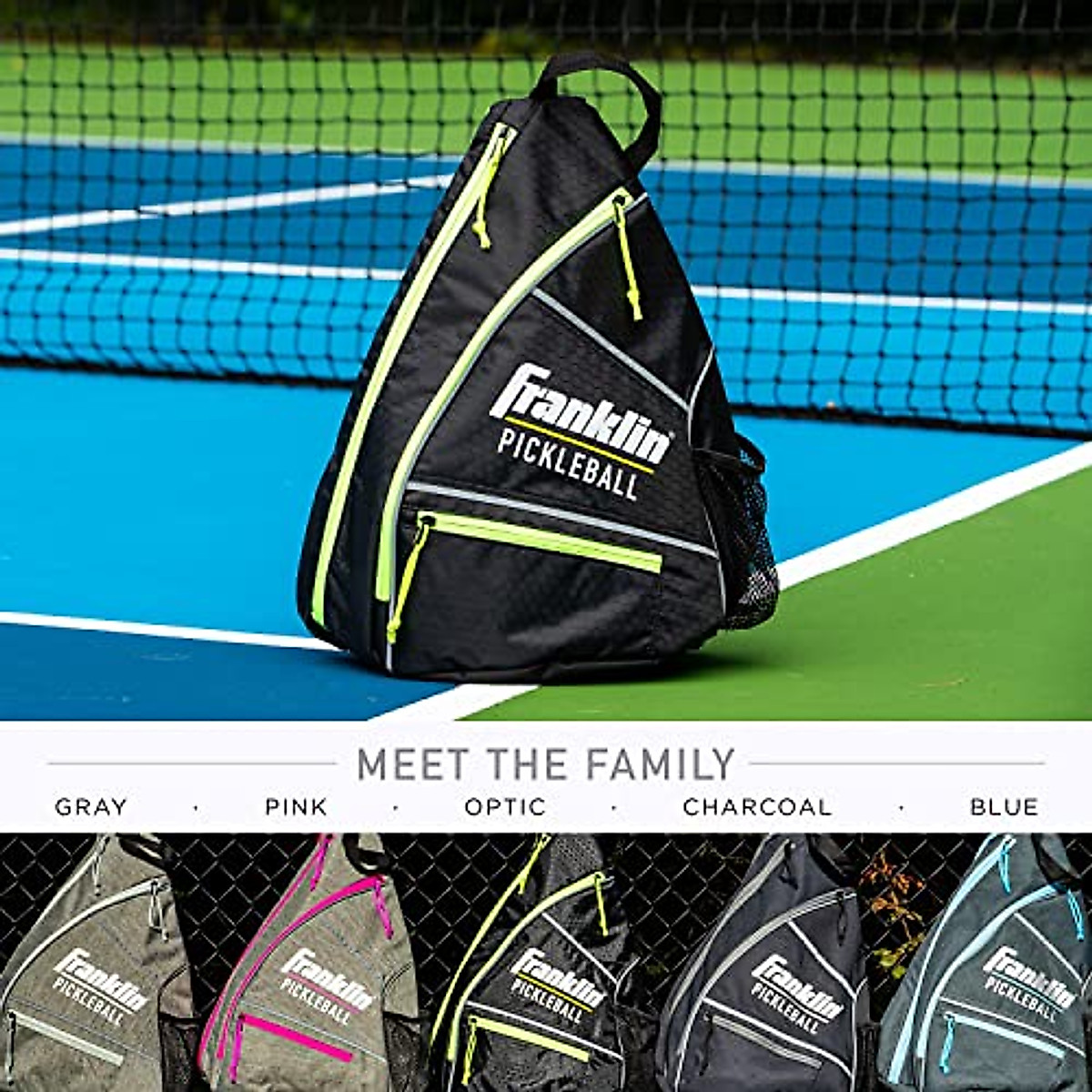 Franklin Sports Pickleball Bags - Pickleball Sling Bag Backpack for Gear + Equipment - Pickleball Bag for Men + Women - Holds Paddles, Pickleballs + Accessories - Official US Open Pickleball Bag