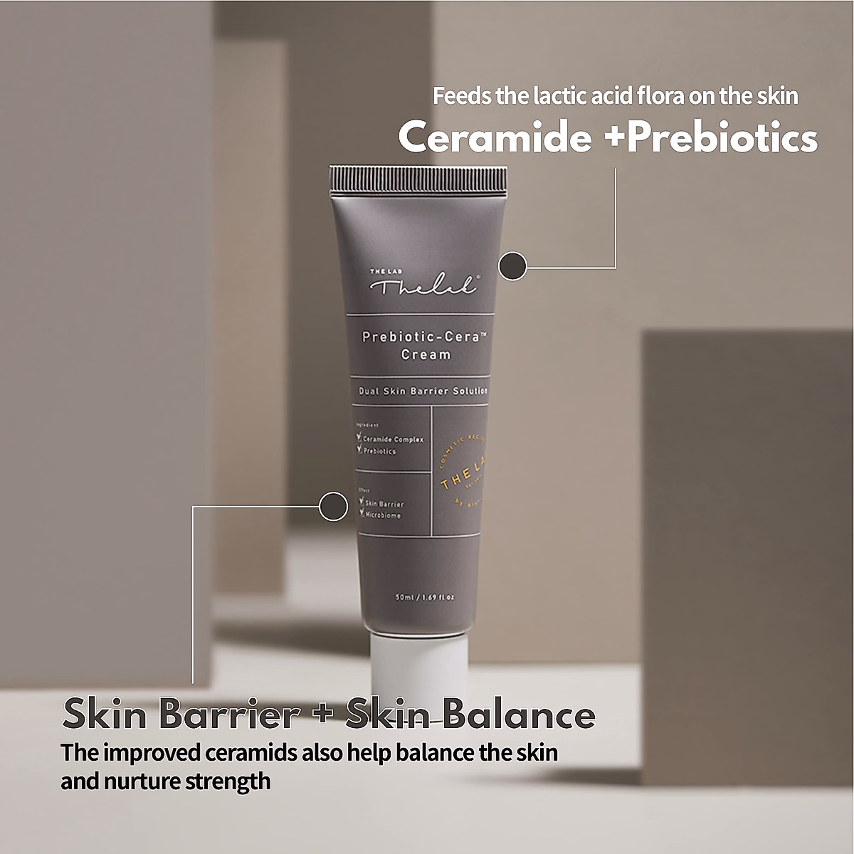 THE LAB BY BLANC DOUX Prebiotic-Cera Cream (1.69 fl.oz.) Made with 5 Types of Ceramides and Skin Prebiotics for Barrier Reinforcement and Skin Flora Support