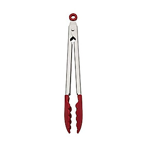 KitchenAid Silicone Stainless Steel Tongs, 12 Inch, Red
