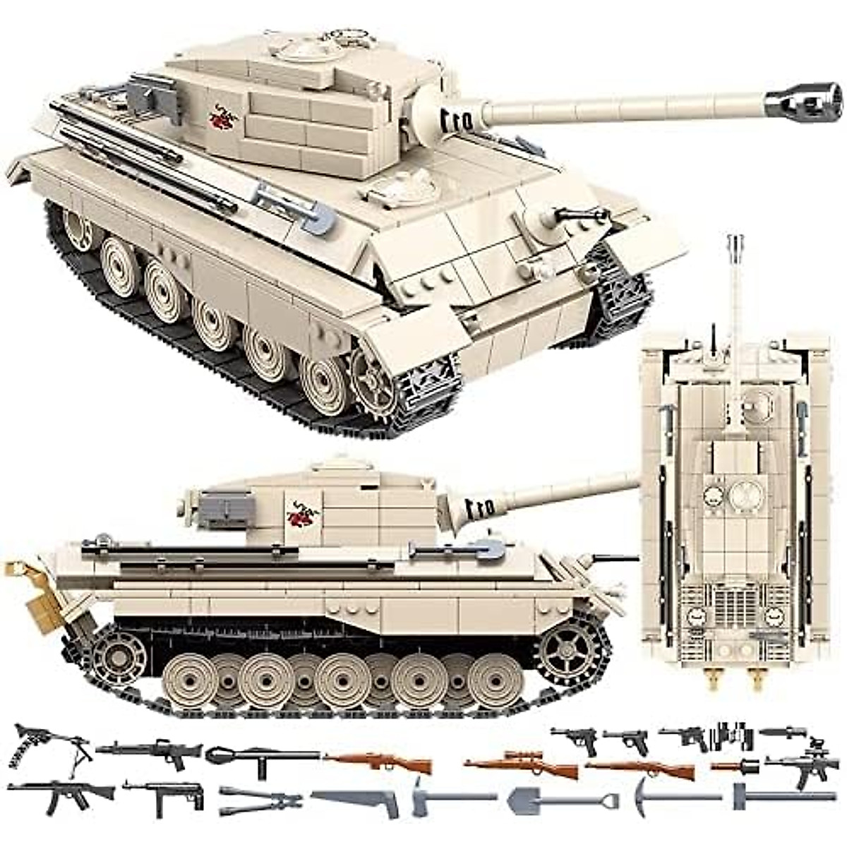 General Jim's Military Brick Building Set - WW2 German Army King Tiger Panzer VI Tank Building Blocks Model Set for Military, World War 2 and Building Enthusiasts Including Teens and Adults