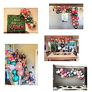 DIY Balloon Garland Hawaiian Summer Party Tropical Flamingo Theme Party Decor Palm Leaves Hot Pink Chrome Green Balloons Garland Perfect for Baby Shower Bridal Shower Birthday Party Decorations