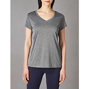 Hanes Women's Sport Performance V-Neck Tee, Ebony Heather, X-Large