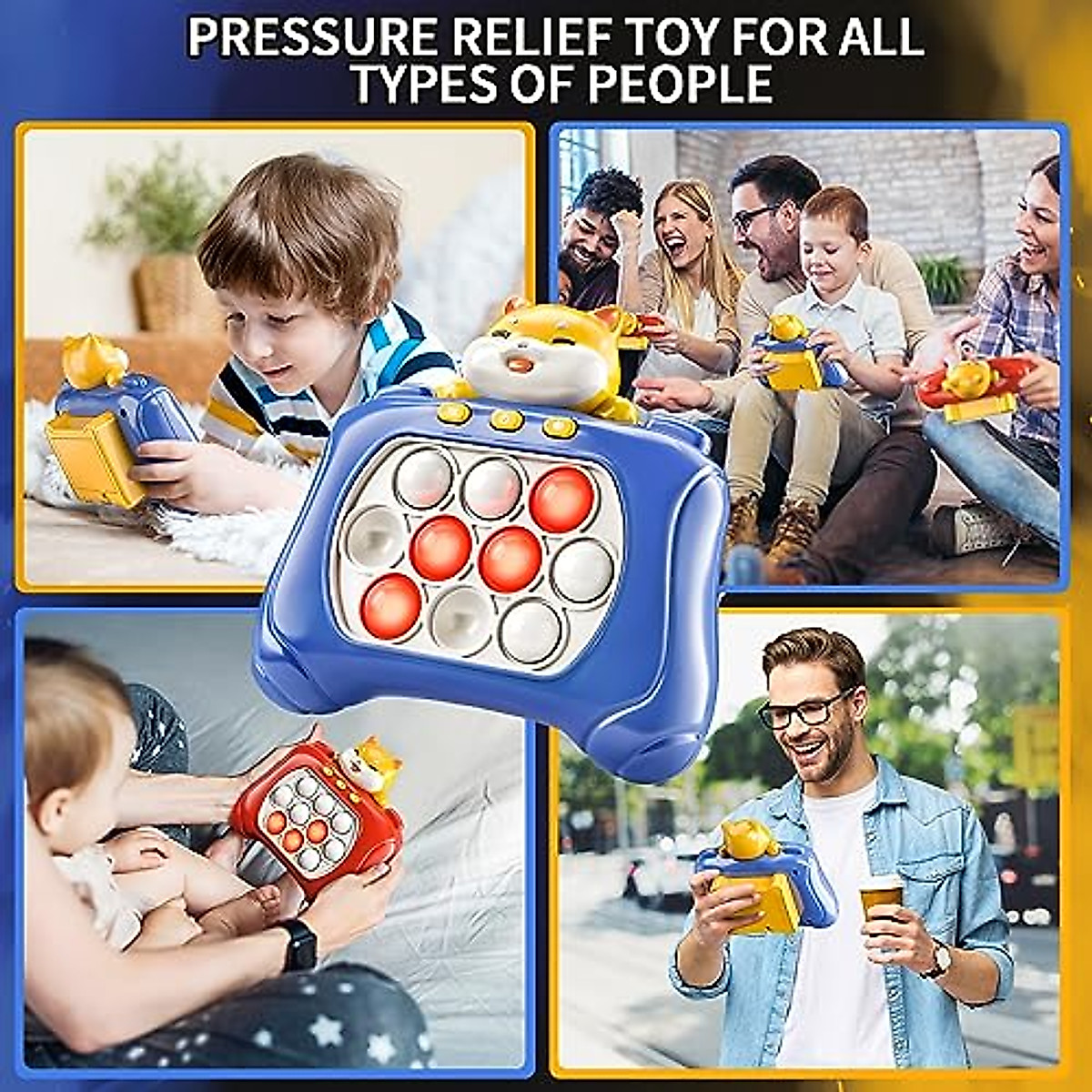 TEMI Handheld Bubble Game for Kids 6-12, Squeeze Sensory Push Bubble Stress Light Up Toy, Birthday Gifts for 6 7 8 9 10 11 12 Year Old Girls & Boys & Teens