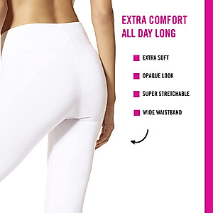 HUE Women's Legging, White, Small