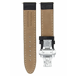 Ewatchparts 20MM SMOOTH LEATHER WATCH BAND STRAP DEPLOYMENT BUCKLE CLASP COMPATIBLE WITH IWC BLACK OS