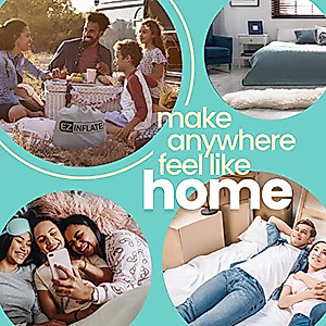 EZ INFLATE Air Mattress with Built in Pump - Twin Size Double-High Inflatable Mattress with Flocked Top - Easy Inflate, Waterproof, Portable Blow Up Bed for Camping & Travel