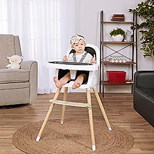 Dream on Me Lulu 2-in-1 Convertible Highchair in Black | Compact High Chair | Lightweight | Portable