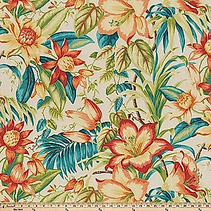 Pillow Perfect Tropic Floral Indoor/Outdoor Chairpad with Ties, Reversible, Tufted, Weather, and Fade Resistant, 15.5" x 16", Blue/Green Botanical Glow, 2 Count