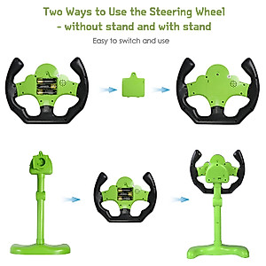 COLOR TREE Toddlers Steering Wheel Pretend Play Simulated Driving Toys with Maze and Simulation Sounds and Lights - Kids Preschool Game Toy - Green