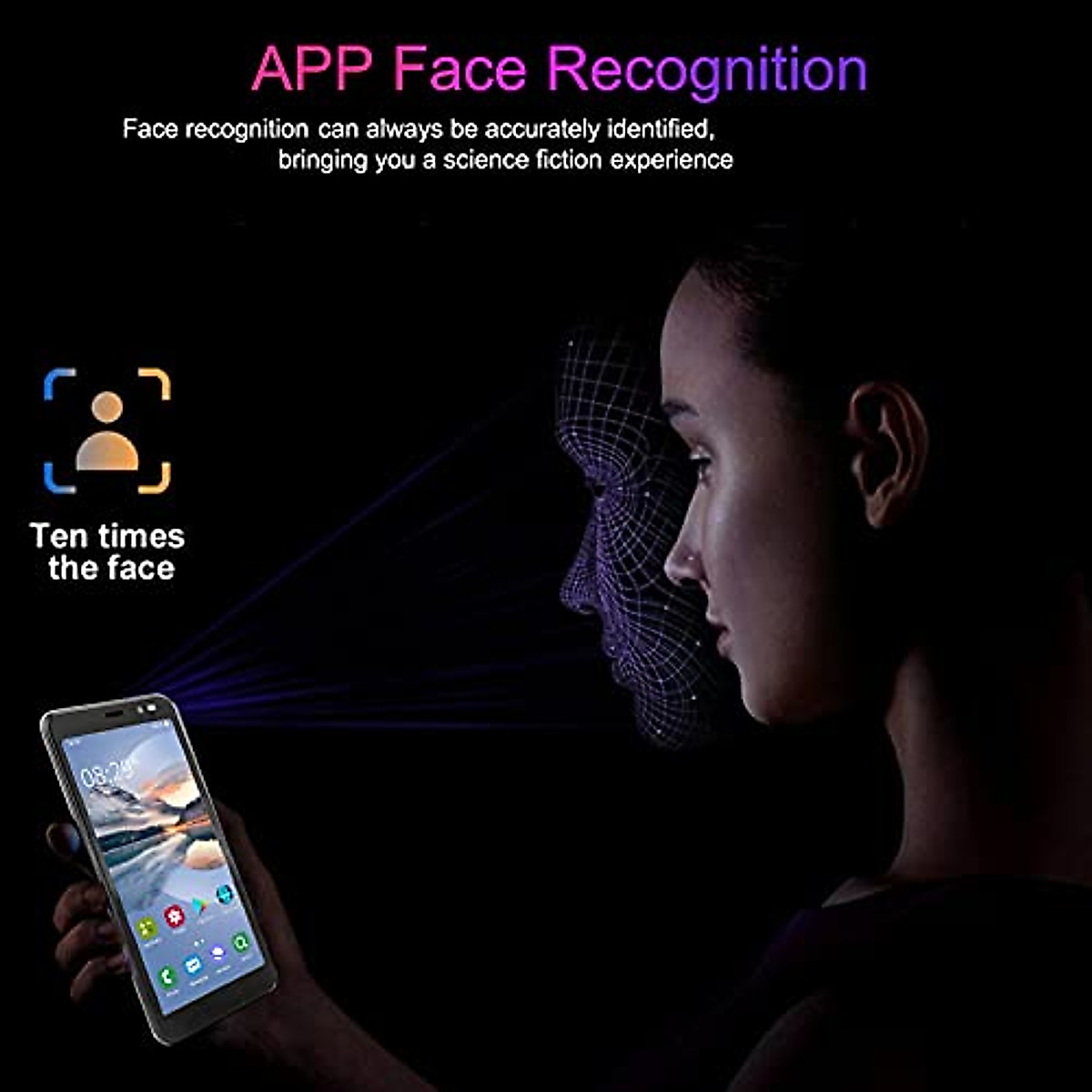 5.45in HD Full Screen Cell Phones, Mate40 Pro Dual Card Dual Standby Smartphones, 512MB+4GB Android4.4.2 Smart Phone, MTK6572 DualCore CPU, Face Recognition Unlocking(Gold)