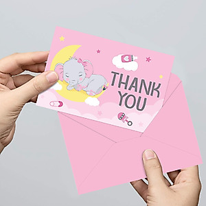 Baby Shower Thank You Cards 24pcs Baby Shower Cards for Girl Thank You Card with Envelopes & Stickers Pink Little Peanut Baby Shower Thank You Cards Girl Baby Birthday Favors Gift Cards
